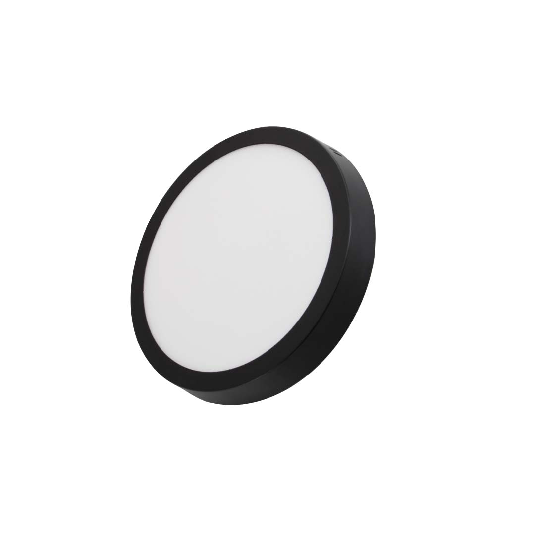 Luminario panel circular para sobreponer LED 12W color negro luz cálid